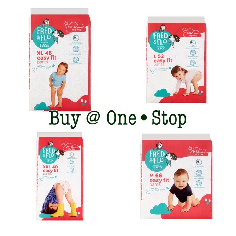 Tesco Fred & Flo Disposable Diaper Pants (Merah) | Shopee Malaysia