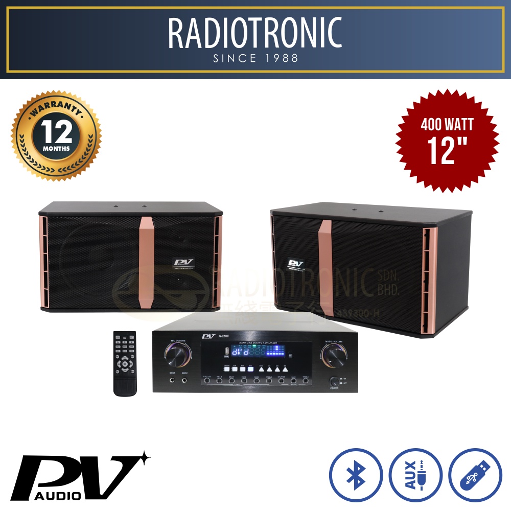 PV Audio 12 Inch 400W KTV Home Karaoke Package Set PV1012V - With ...