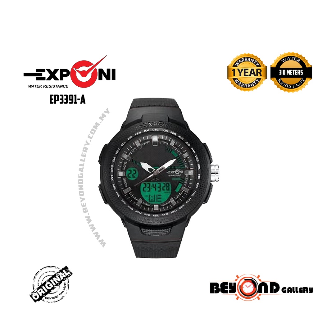 Original EXPONI EP3319 MEN Sport Digital Watch Duo Time 30M Waterproof ...