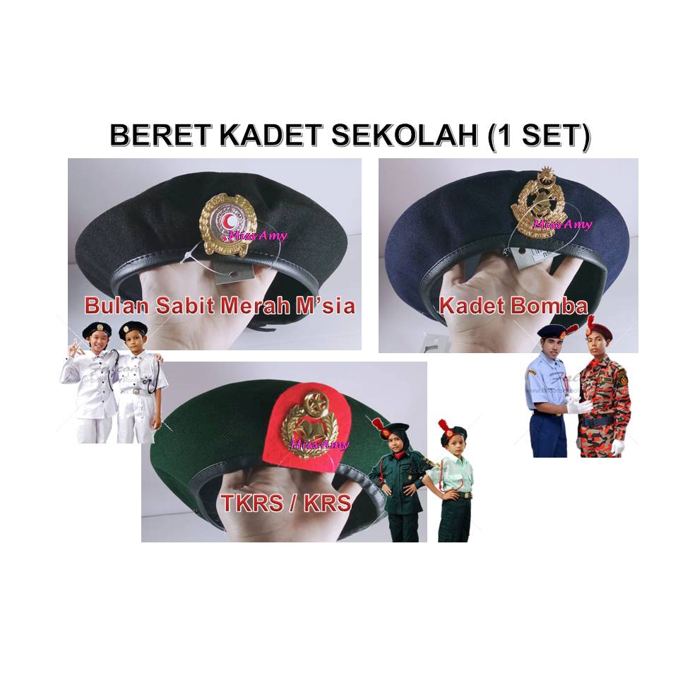 BERET TKRS KRS BSMM KADET BOMBA + LENCANA TOPI (1 SET) | Shopee Malaysia