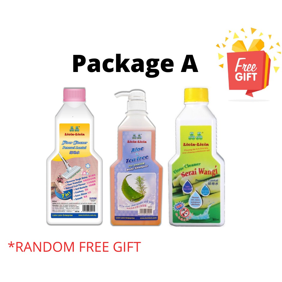 (PACKAGING CHANGED!! ) Licin Licin Aloe Vera body shampoo set with 7in1 ...