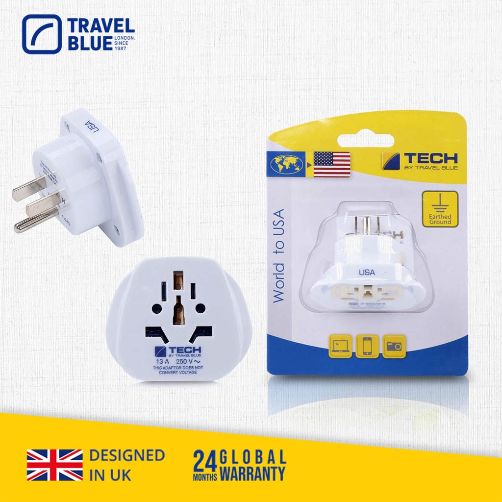 Travel Blue World to America (USA) Travel Adaptor | Shopee Malaysia