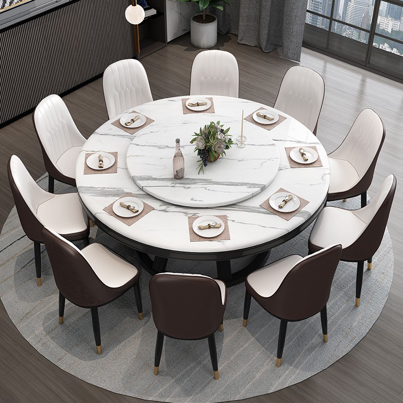 Nordic Round Marble Dining Table Chairs Set Meja Marble Modern Home ...