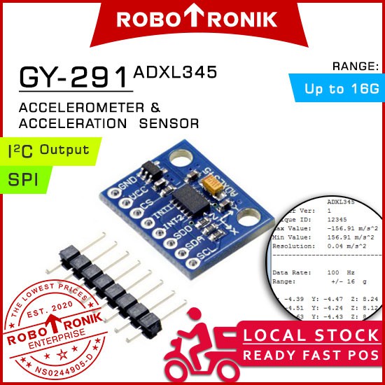 GY-291 (ADXL345) 3-Axis Accelerometer & Acceleration Module - Arduino / Raspberry Pi Digital SPI ...