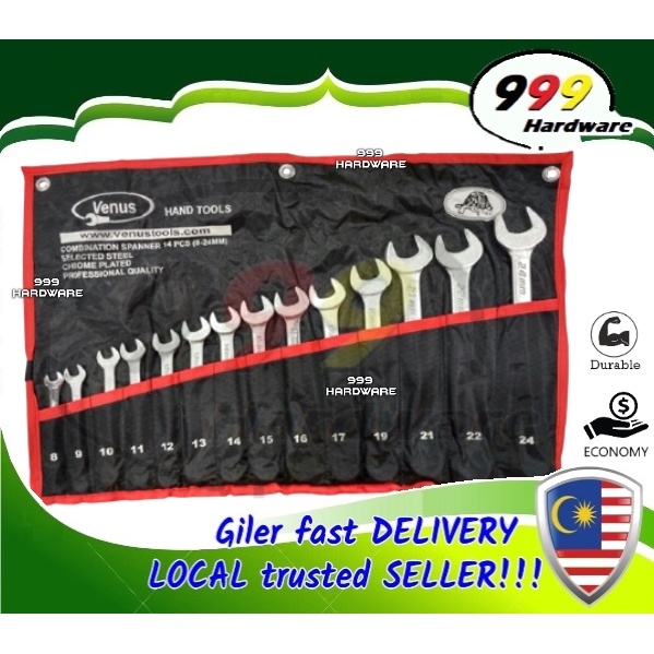 999 VENUS 8-24mm COMBINATION WRENCH SPANNER SET TOOLS SET 14pc ...
