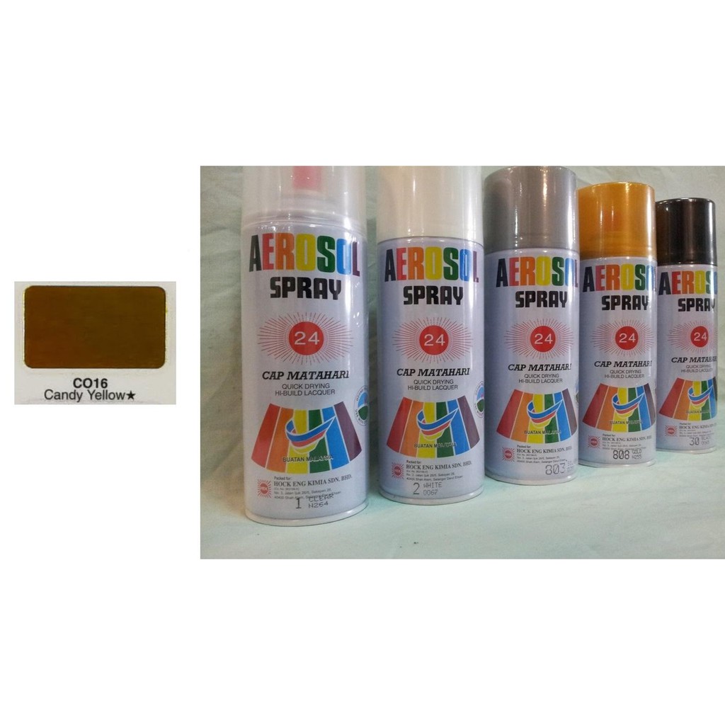 1 can #CO16 Candy Yellow 400ml SUN24 Aerosol Spray Paint (Candytone ...