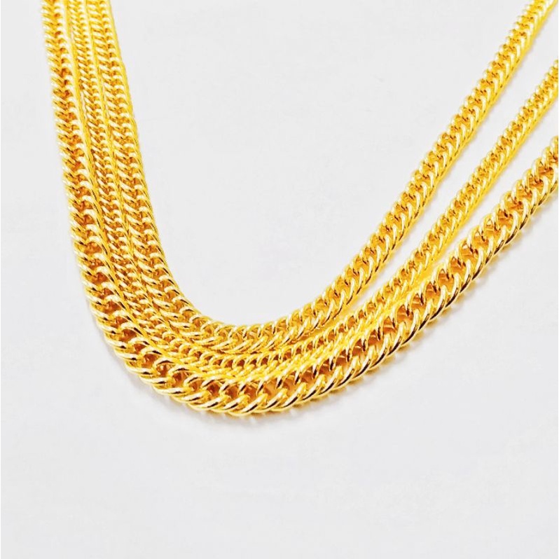 4mm 5mm 6mm Wide 24K Gold Plated Rantai Gajah Kait Design Necklaces Cop ...