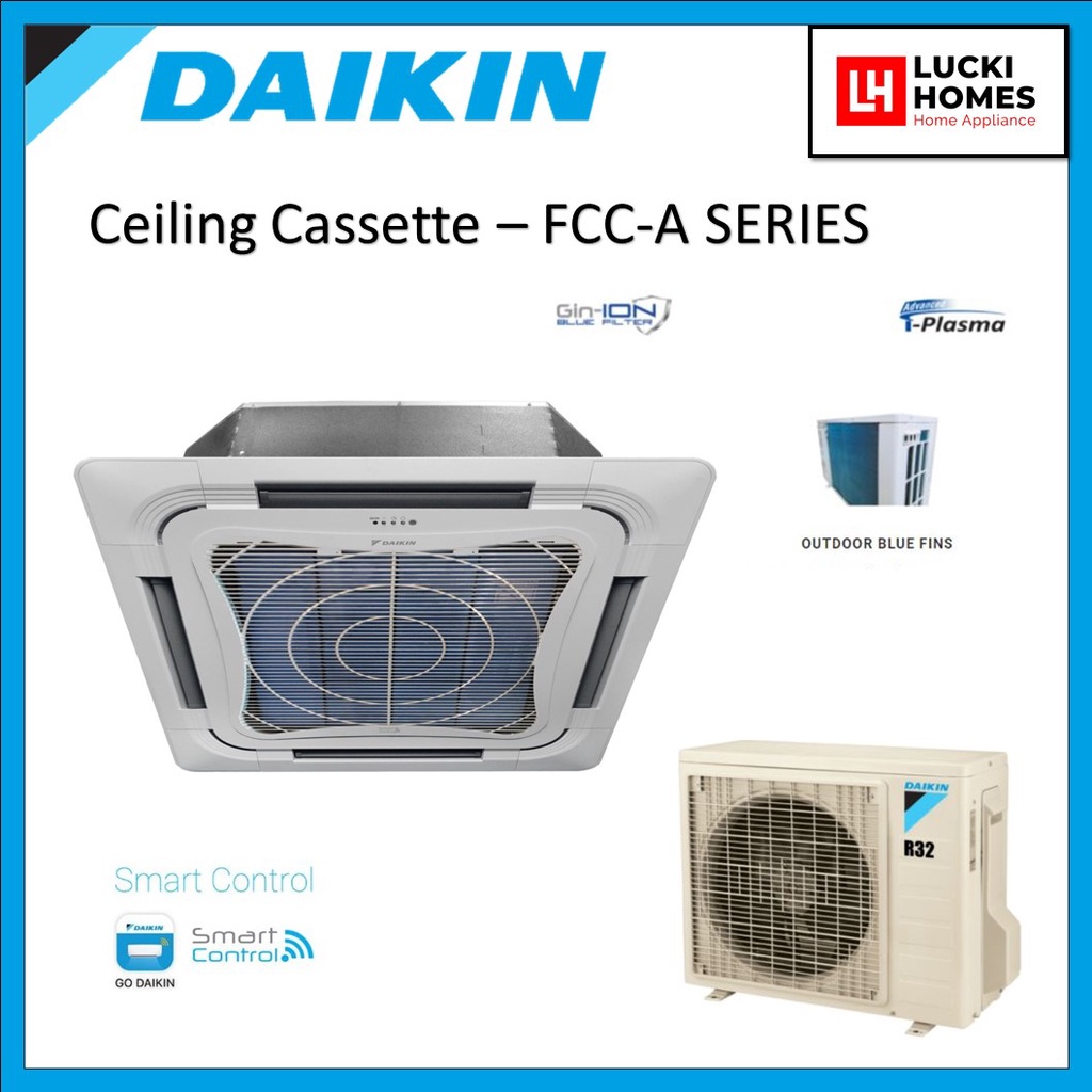 Daikin Ceiling Cassette Wifi Control 2hp/2.5hp/3hp FCC-A Series R32 SkyAir Non-Inverter ...