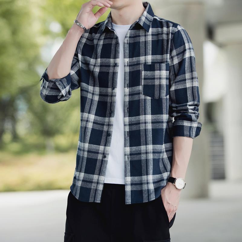 Checkered Shirts Mens M 3xl Kemeja Lelaki Long Sleeve Shirt Men Casual