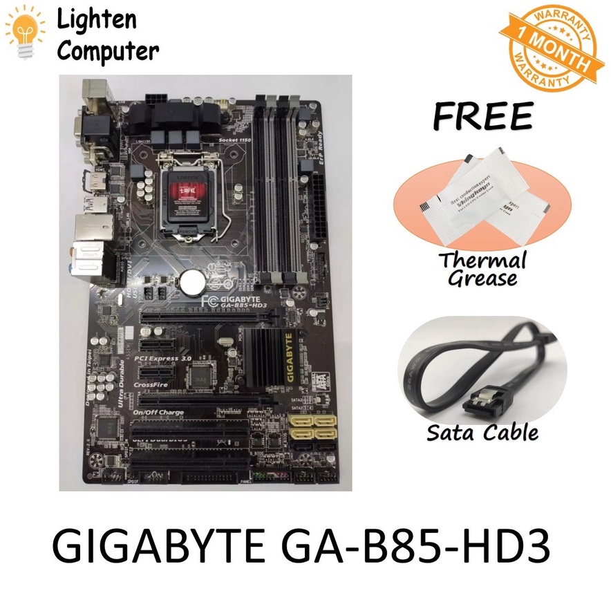 【FREE GIFT】 GIGABYTE GA-B85-HD3 Motherboard | B85 | LGA 1150 | INTEL ...