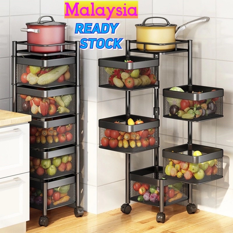 Stainless Steel Kichen Rotating Rack Rak Dapur Rak Buah Rak Sayur ...