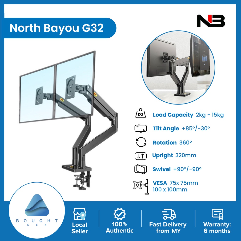 NB G32 North Bayou Heavy Duty Dual Monitor Arm Desktop Monitor Stand ...