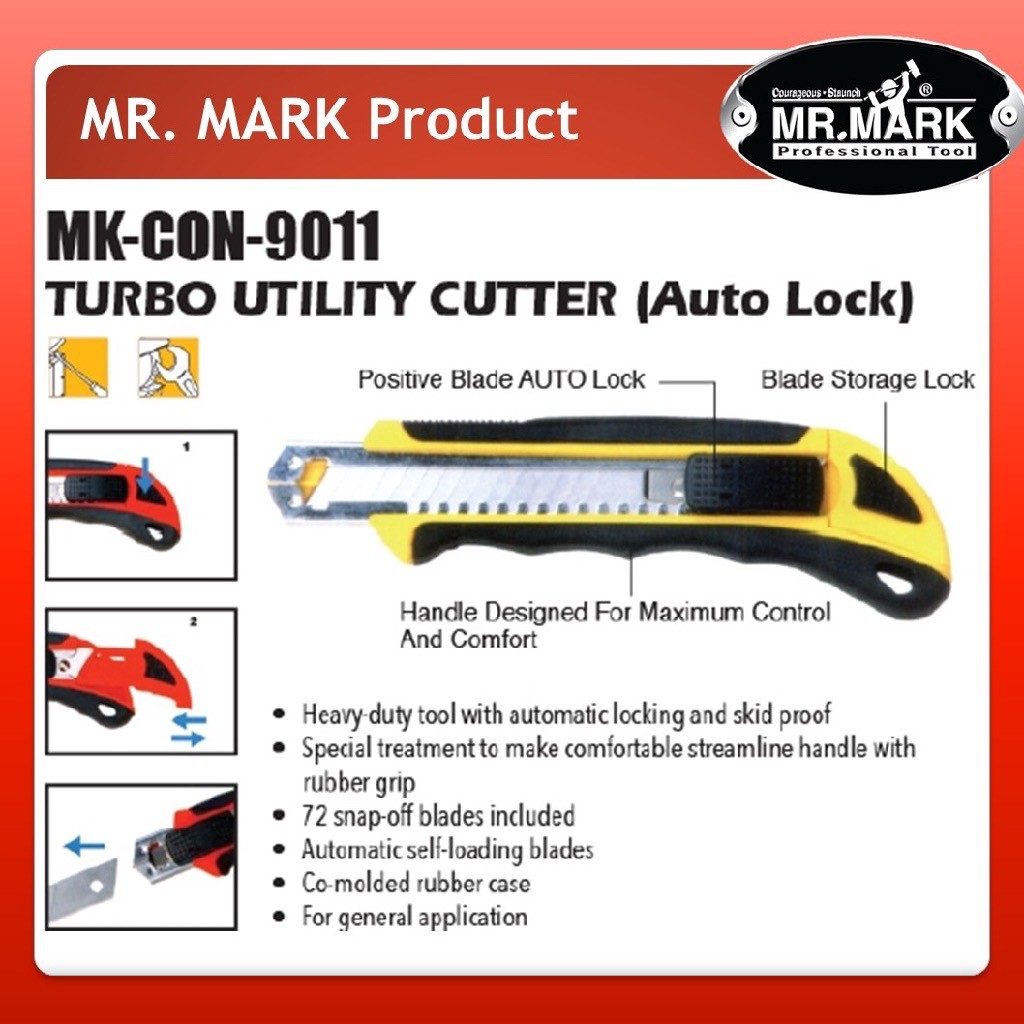MK-CON-9011 MR MARK TURBO UTILITY CUTTER (Auto Lock) | Shopee Malaysia