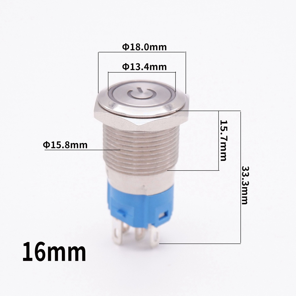 16mm 19mm 22mm Metal Push Button Switch LED Light With Connector ...