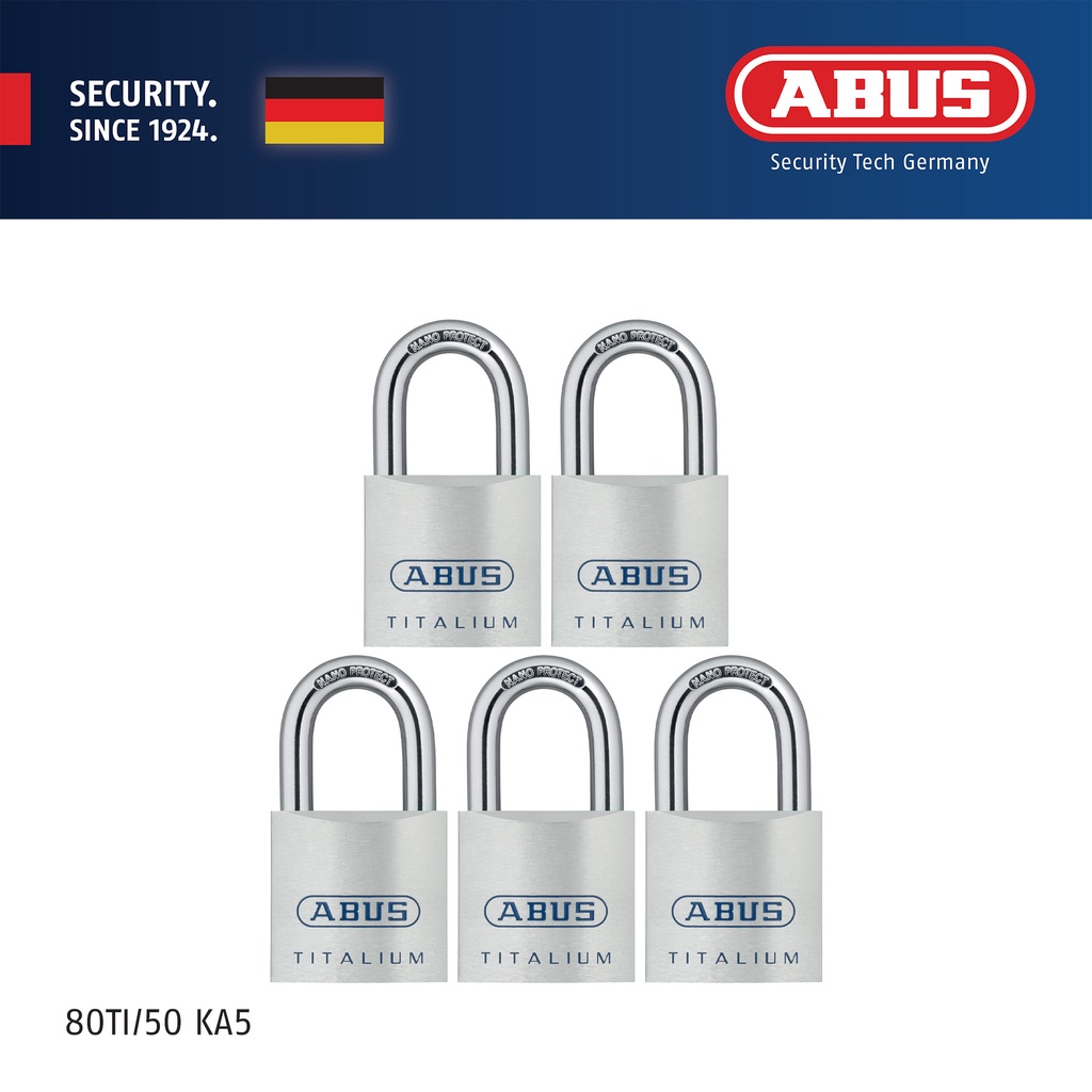 Abus 80TI/50 KA2/KA3/KA4/KA5/80TI/60 Titalium Padlock Strong Lightweight Innovative Padlock ...