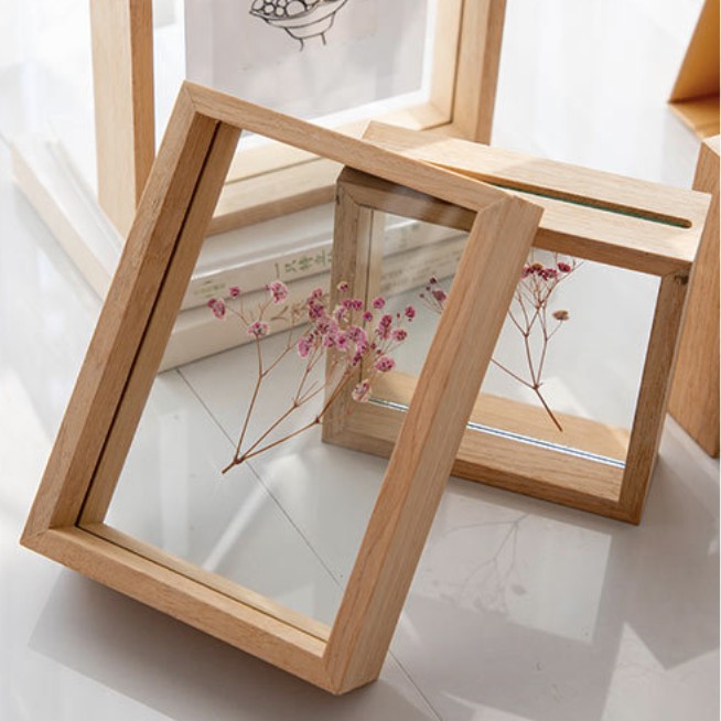 Natural Wooden Photo Frame with Double Panel Glass | Minimalist ...