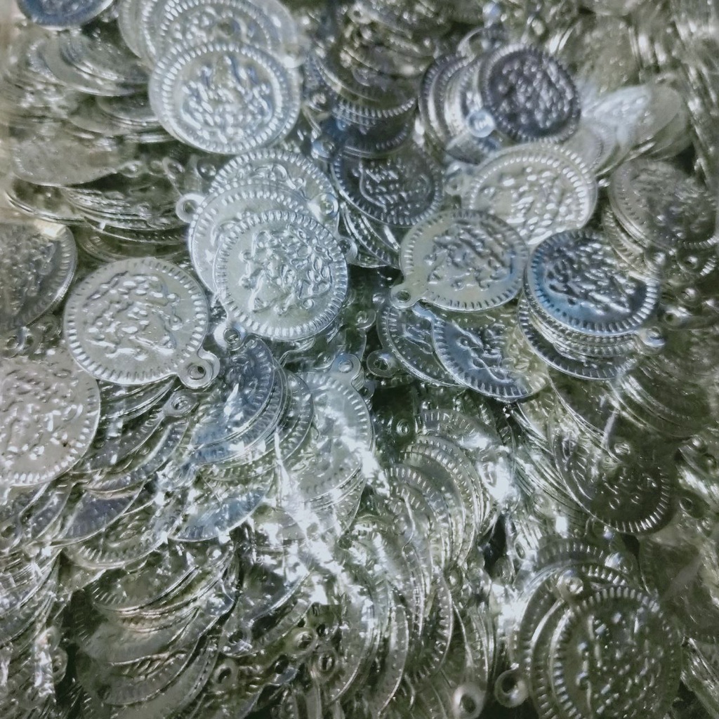 Silver Mahalakshmi Coin Kaasu Kasu Lakshmi Coin Aari Work Coin | Shopee ...