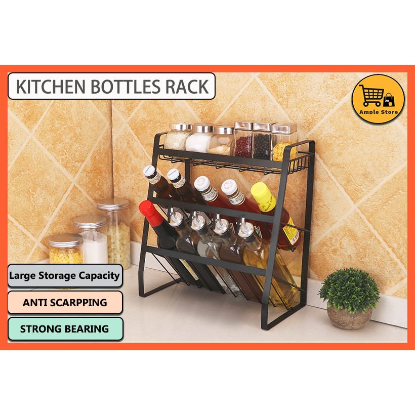🔥🇲🇾READY STOCK🔥Three Layers Seasoning Rack Kitchen Bottle Rack Storage ...