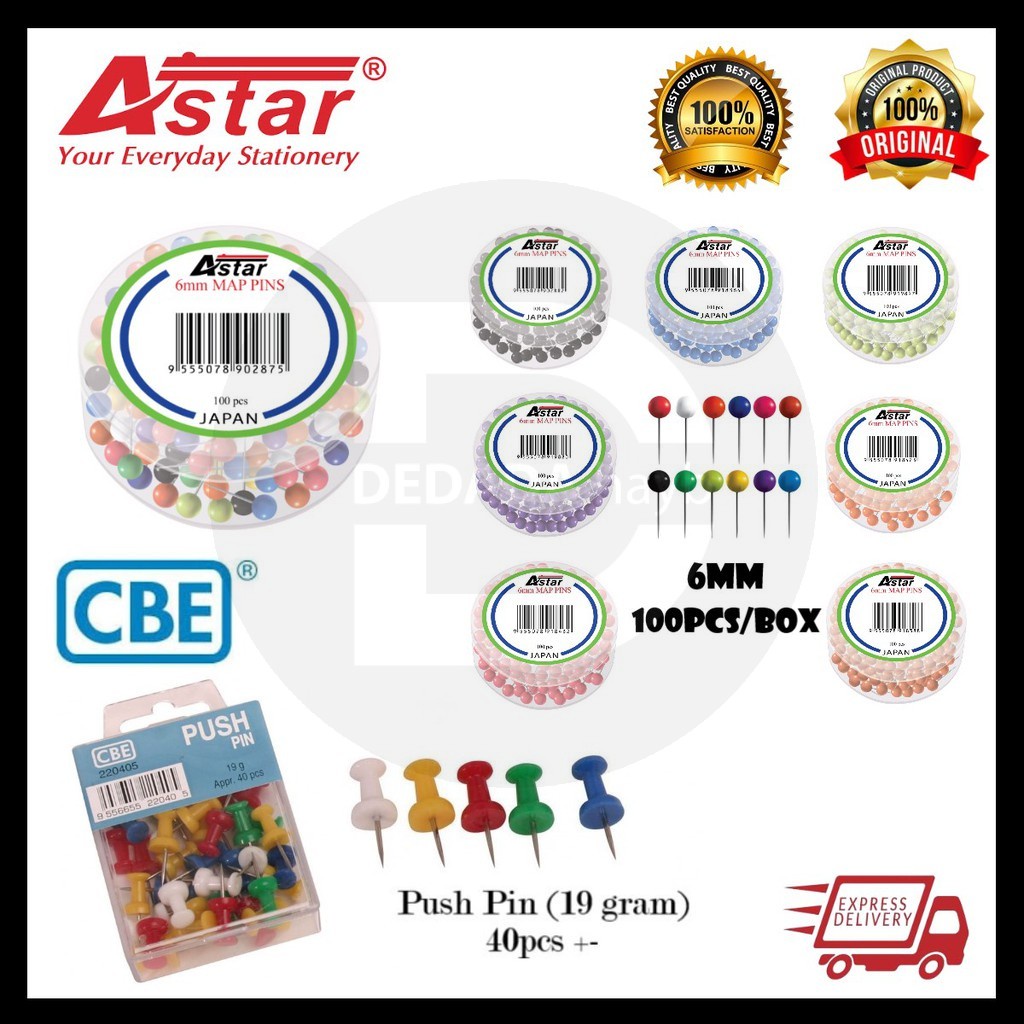 Astar Map pin (100pcs/box) / CBE Push Pin (box of 19g) No. 220405 ...