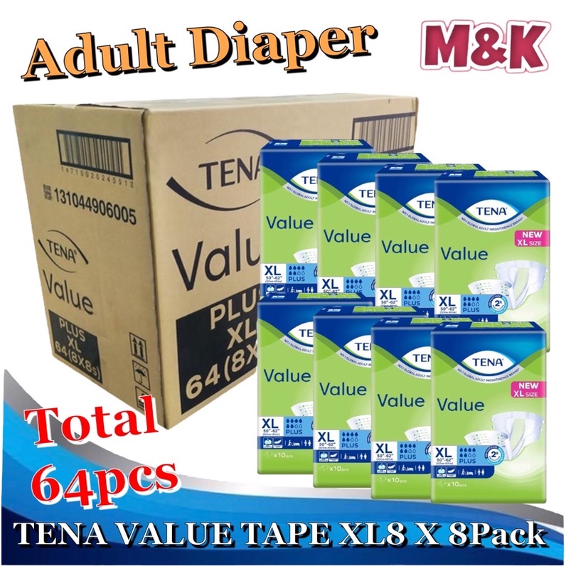 TENA VALUE TAPE M10’s/L8’s/XL8’s X 8packs (1Ctn) | Shopee Malaysia