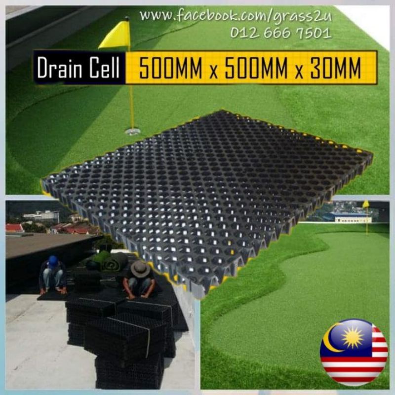 30mm Drainage Cell Pelapik Hitam Saliran Air Rumput Tiruan memudah ...