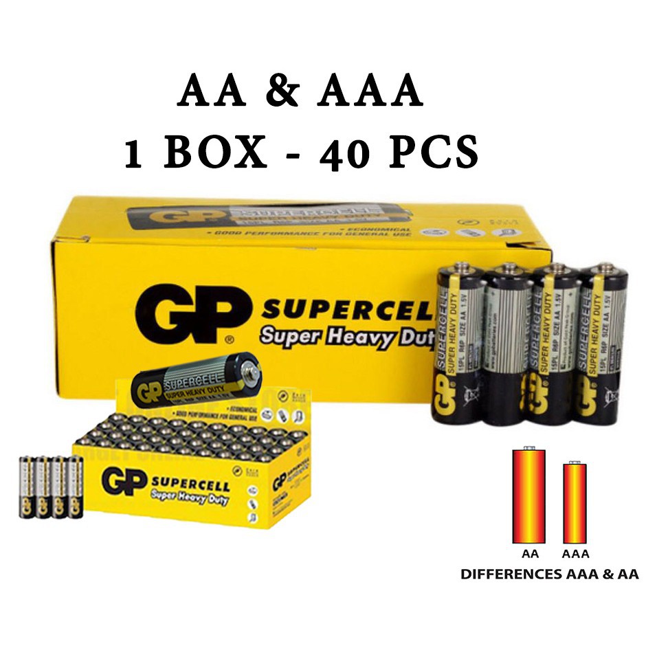 GP Supercell Super Heavy Duty AA/AAA Battery (1 Box – 40 pcs) | Shopee ...