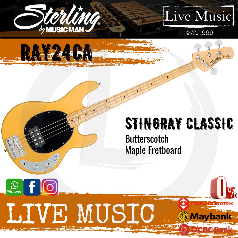 Sterling by Music Man RAY24CA StingRay Classic 4-String Electric Bass ...