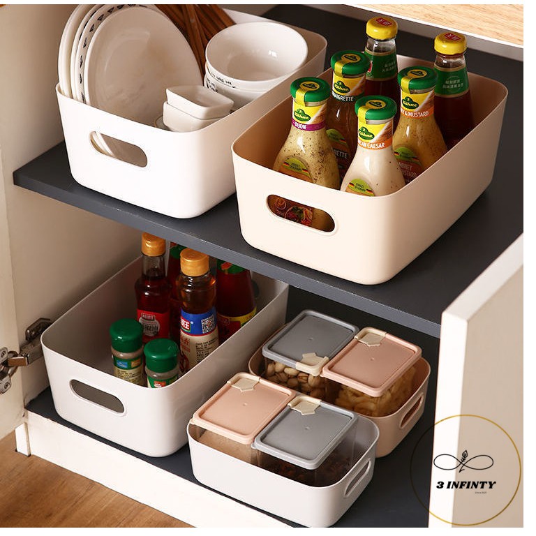 2 PcsColourful Plastic Storage Container Cosmetic Kitchen Storage Box ...