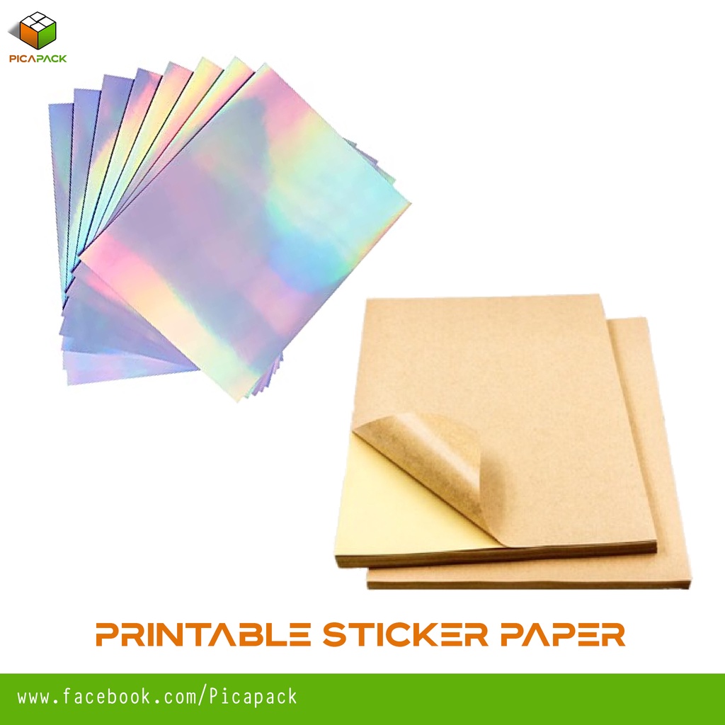 20/50pc Printable Kraft Brown Sticker Paper Hologram A4 Light & Dark ...