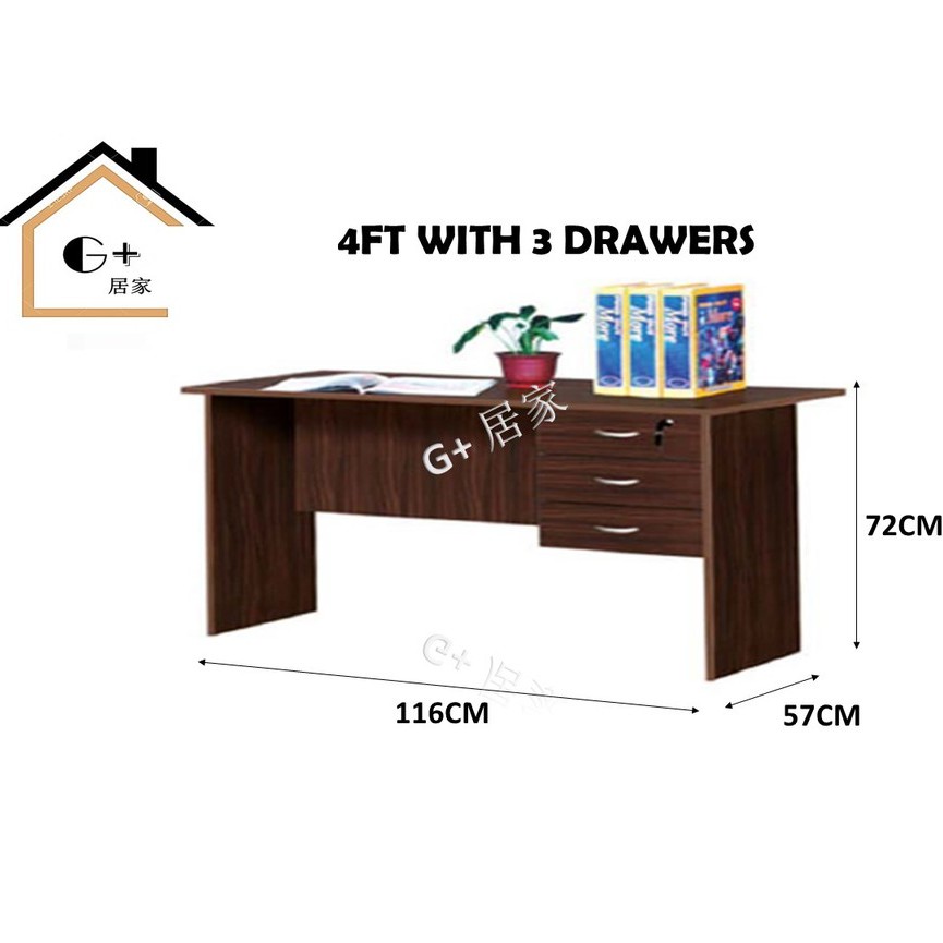 🔥OFFER🔥G HOME Office Table 3 Feet 4 Feet 5 Feet With Drawer Grey/Wenge ...