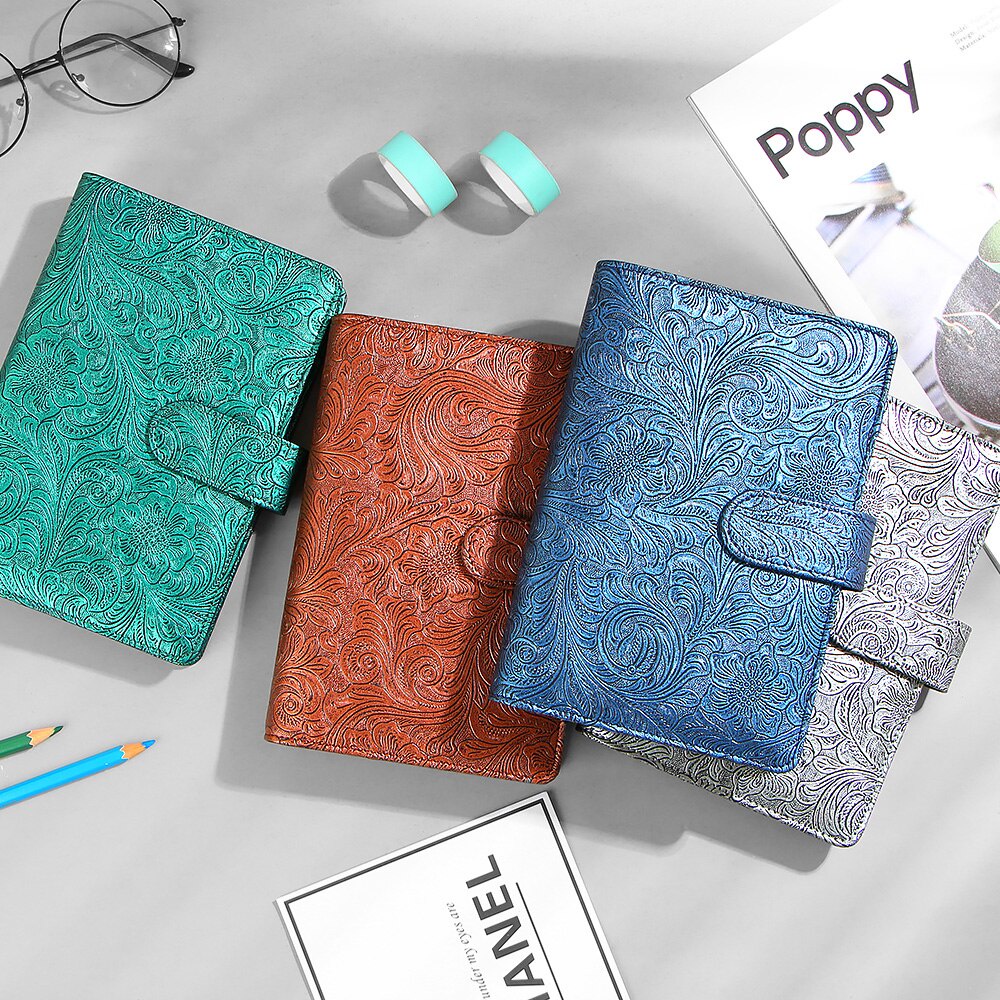 A5 A6 Notebook Cover Metal Color 6 Ring Binder PU Clip-on Notebooks ...