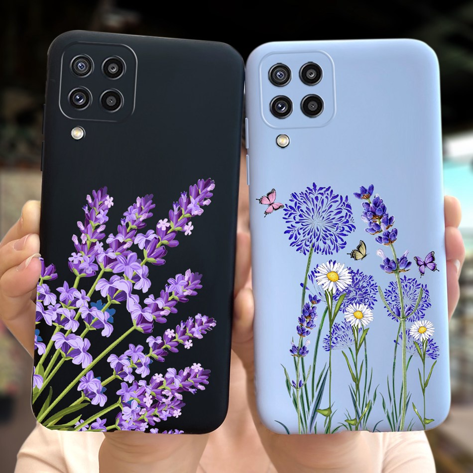 Samsung Galaxy M32 A22 A32 4G 5G Luxury Lavender Flower Case Candy Silicone Soft TPU Phone ...