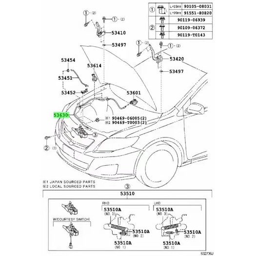 *ORIGINAL TOYOTA ZZE141, ZRE141 ALTIS 2008-2012 BONNET CABLE FRONT ...