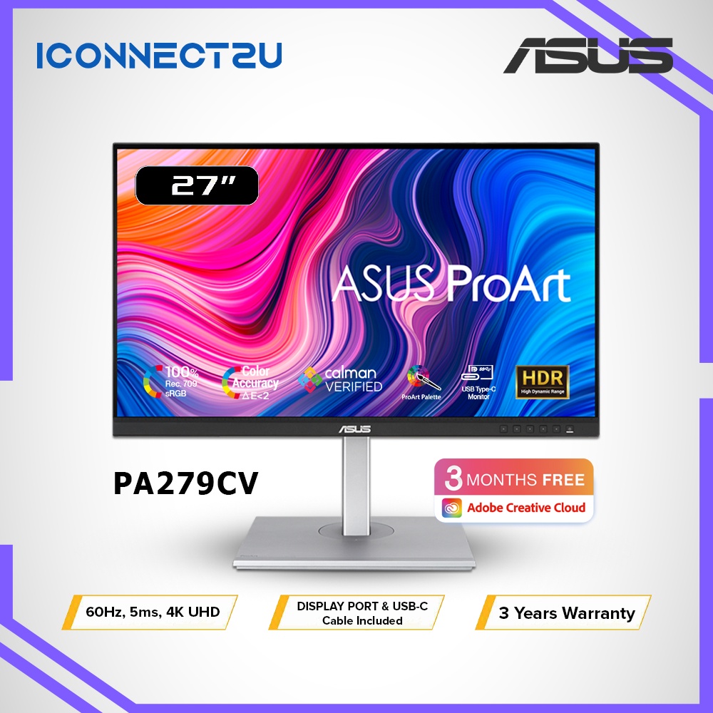 Asus PA279CV 27" ProArt Display IPS 4K UHD Calman Verified USB C ...