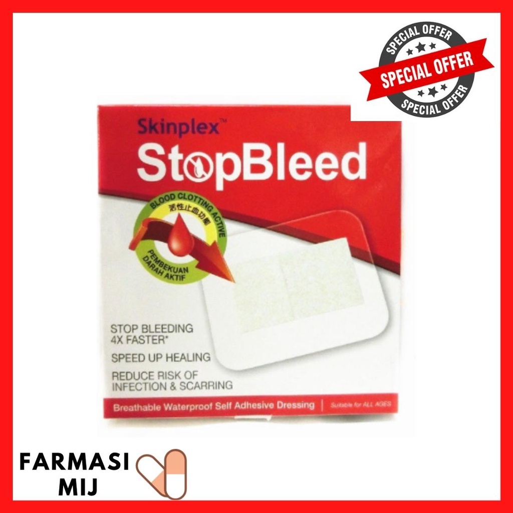 SKINPLEX STOPBLEED DRESSING (3+2 sheets) (EXP;03/2024) | Shopee Malaysia