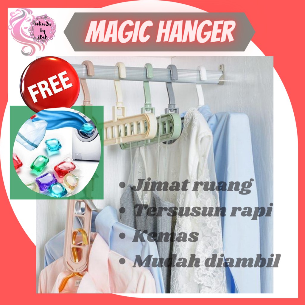 -READY STOCK- Penyangkut Baju Serbaguna dengan 9 Lubang Boleh Lipat dan ...