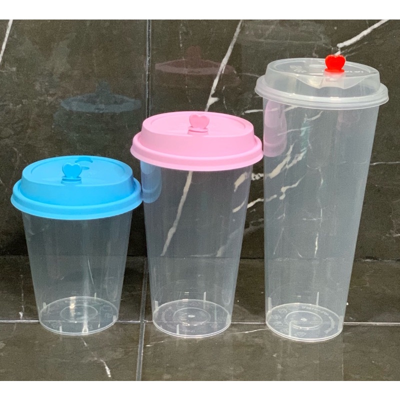 Plastic Cups Milk tea (HARD CUPS) with Lid- SET | Shopee Malaysia