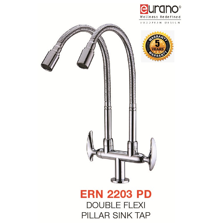 EURANO ERN 2203 DOUBLE PILLAR FLEXI SINK TAP | Shopee Malaysia