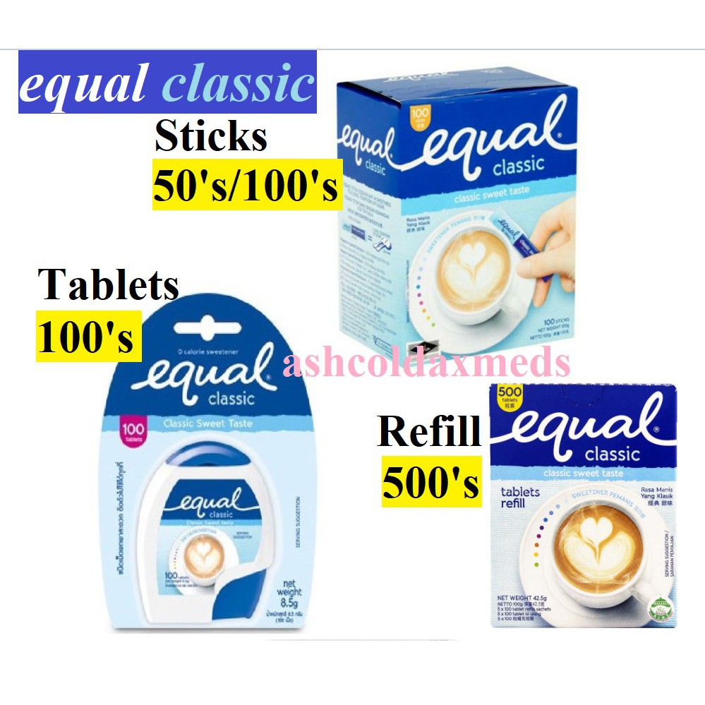 (BLUE) Equal Classic Refill 500'S Tablets/Trigger 100'S or 300's/50'S ...
