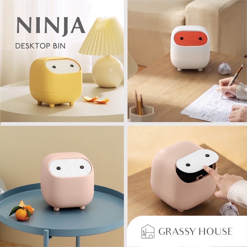 [GRASSY] Ninja Table Trash Can Shape Robot Ninja Desktop Small Mini ...