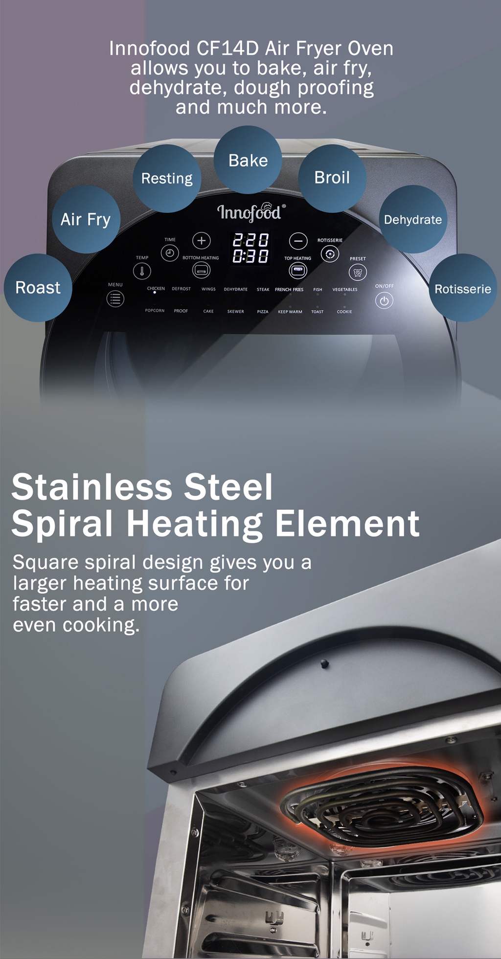 Innofood 16in1 Digital Air Fryer Oven With Fermenting And Dehydrating ...