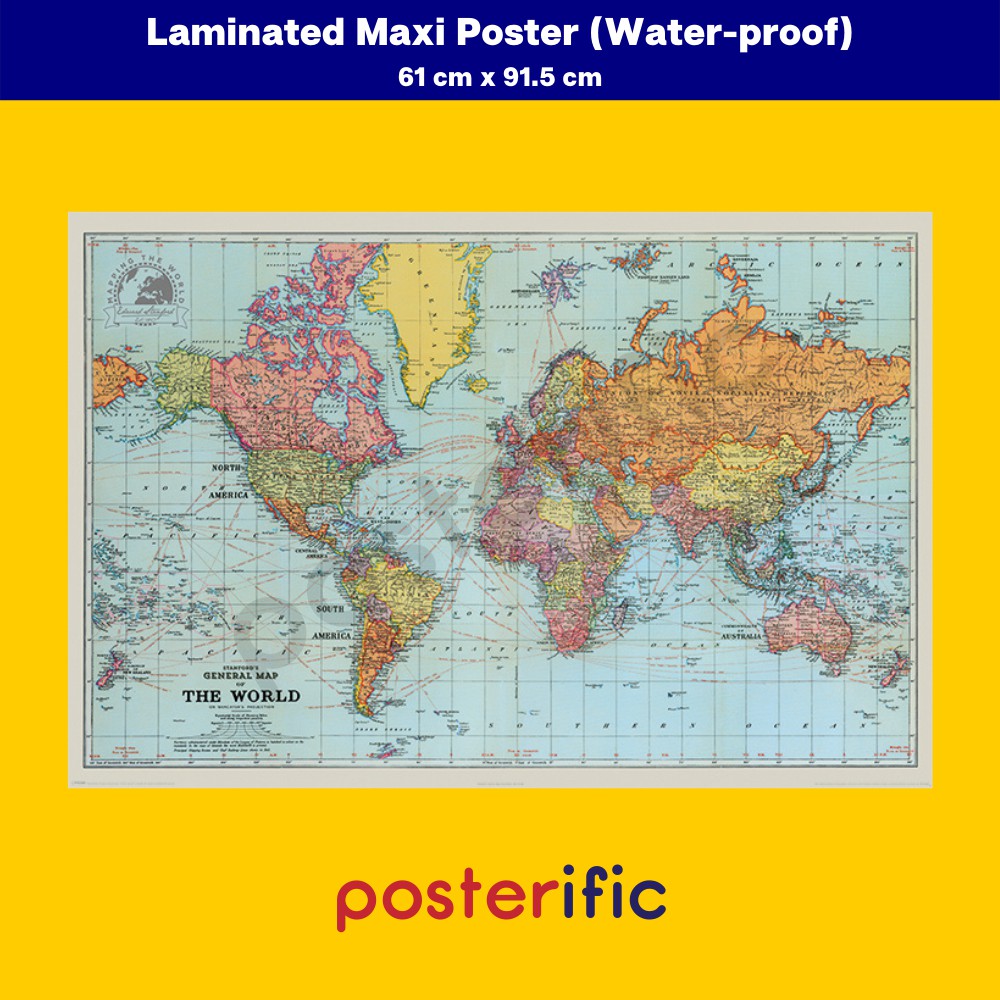 Stanford's General Map of The World (Colour) - Poster (61 cm X 91.5 cm ...