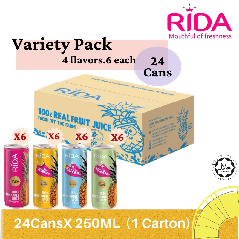 RIDA VARIETY PACK (250ML X 24 CANS . 4 FLAVORS . 6 EACH) | Shopee Malaysia