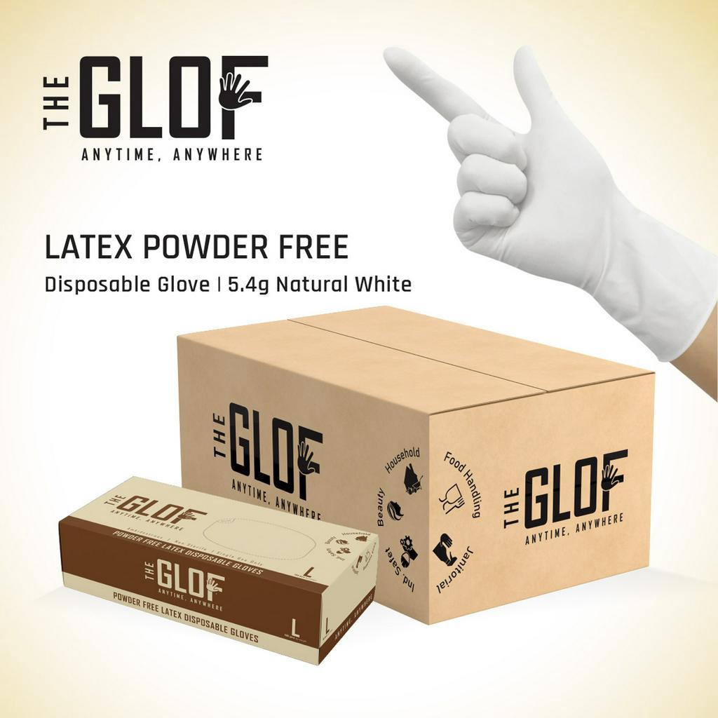 [BULK] The GLOF Powder Free Latex Disposable Glove- Natural White 5.4g ...