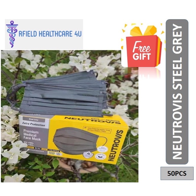 RAYA SPECIAL*Ready Stock* Neutrovis Premium Steel Grey 4 Ply Medical ...
