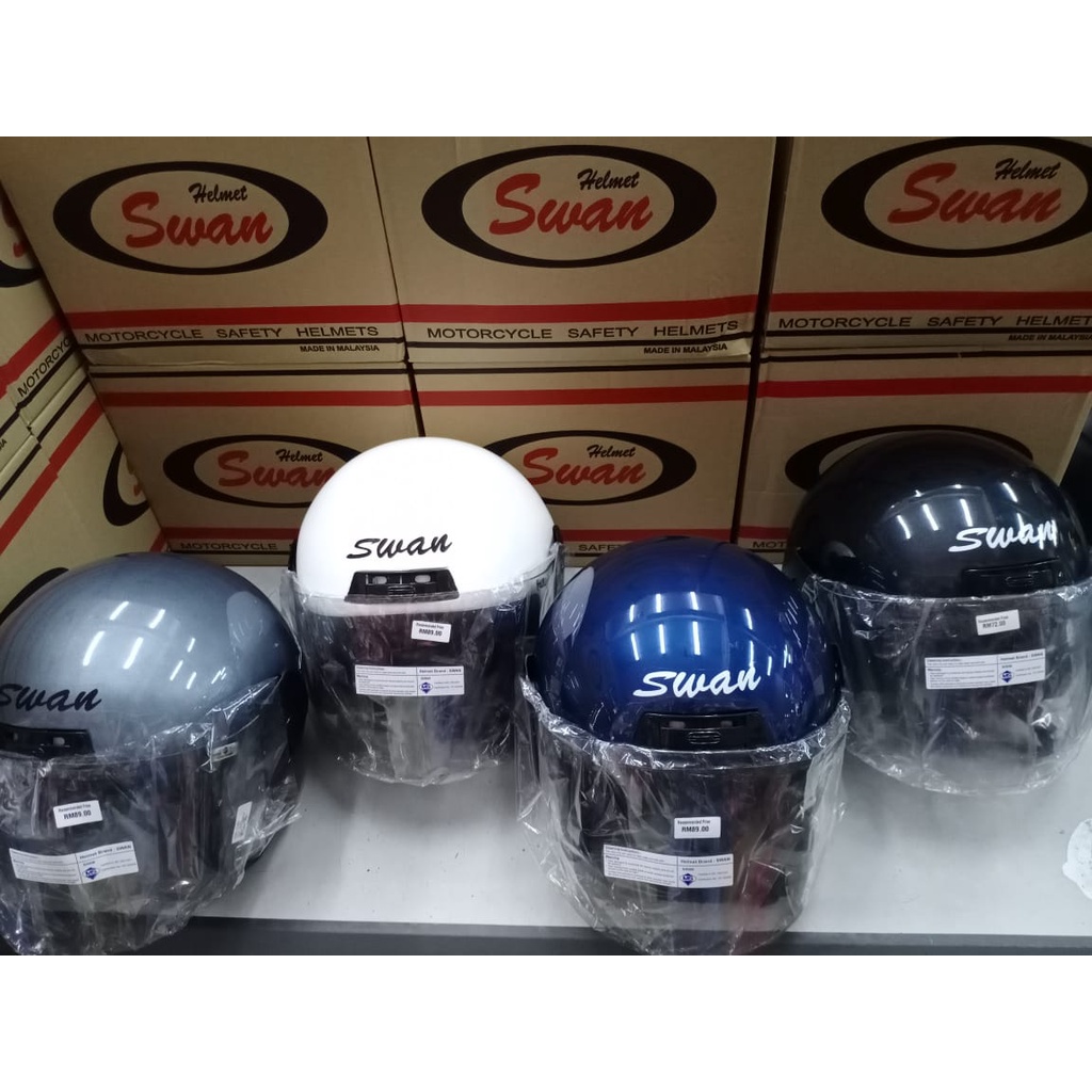Helmet Swan Original with Clear Visor SIRIM Approved Topi Keledar Swan ...