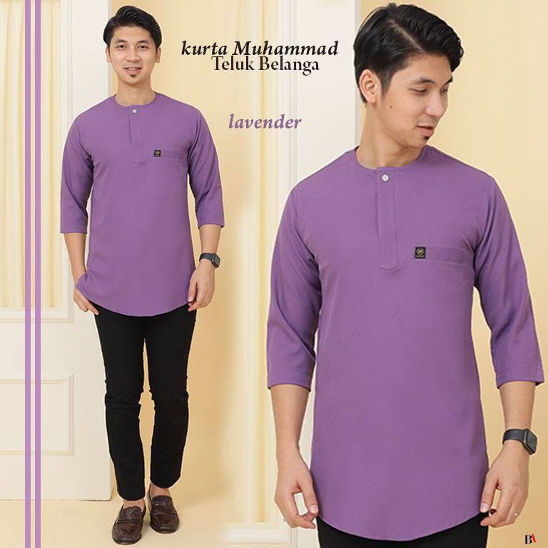 BAJU KURTA SLIM FIT DEWASA KURTA ADAM COLOUR LAVENDER | Shopee Malaysia