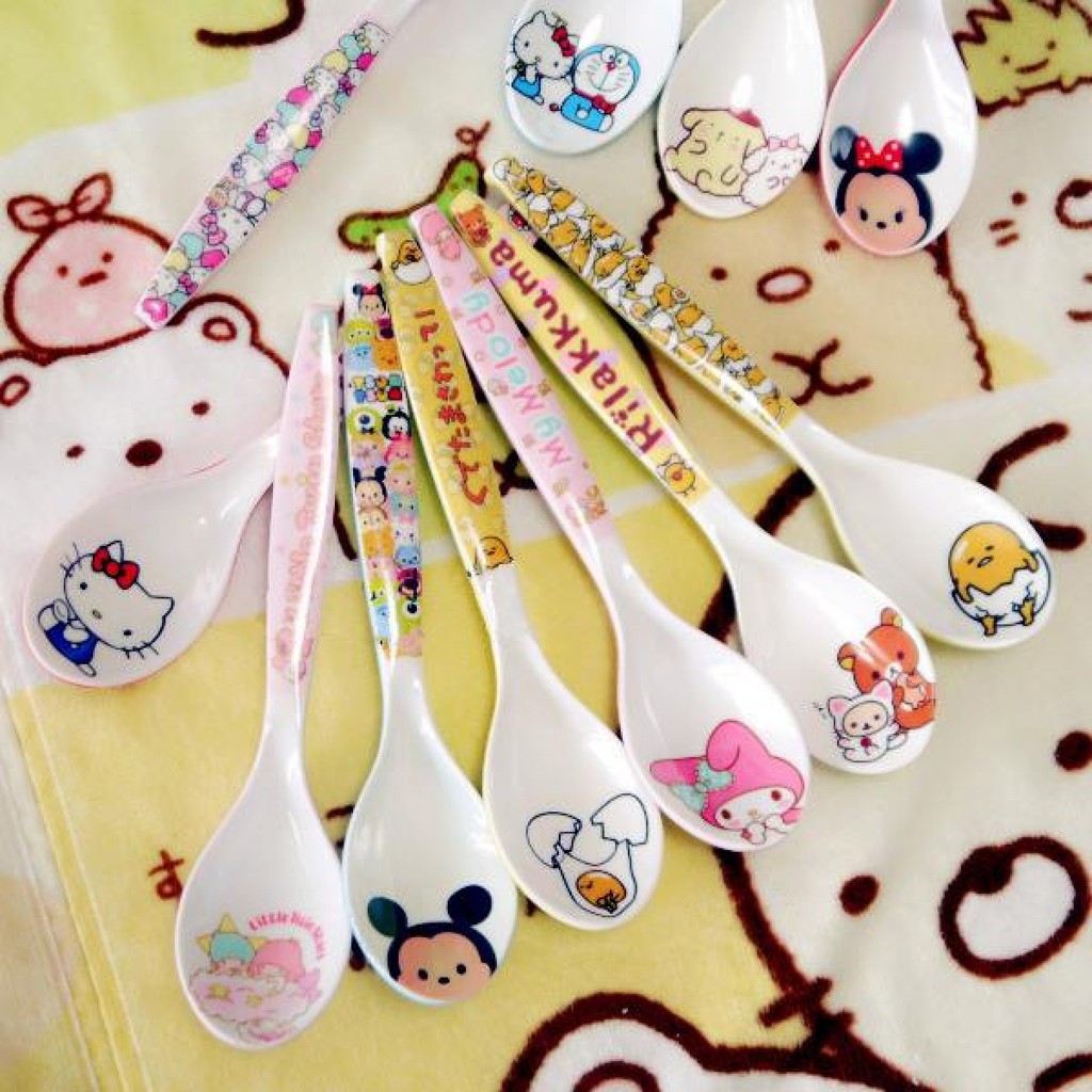 TW0192 RILAKKUMA POMPOMPURIN GUDETAMA CARTOON SPOON MELAMINE PLASTIC ...