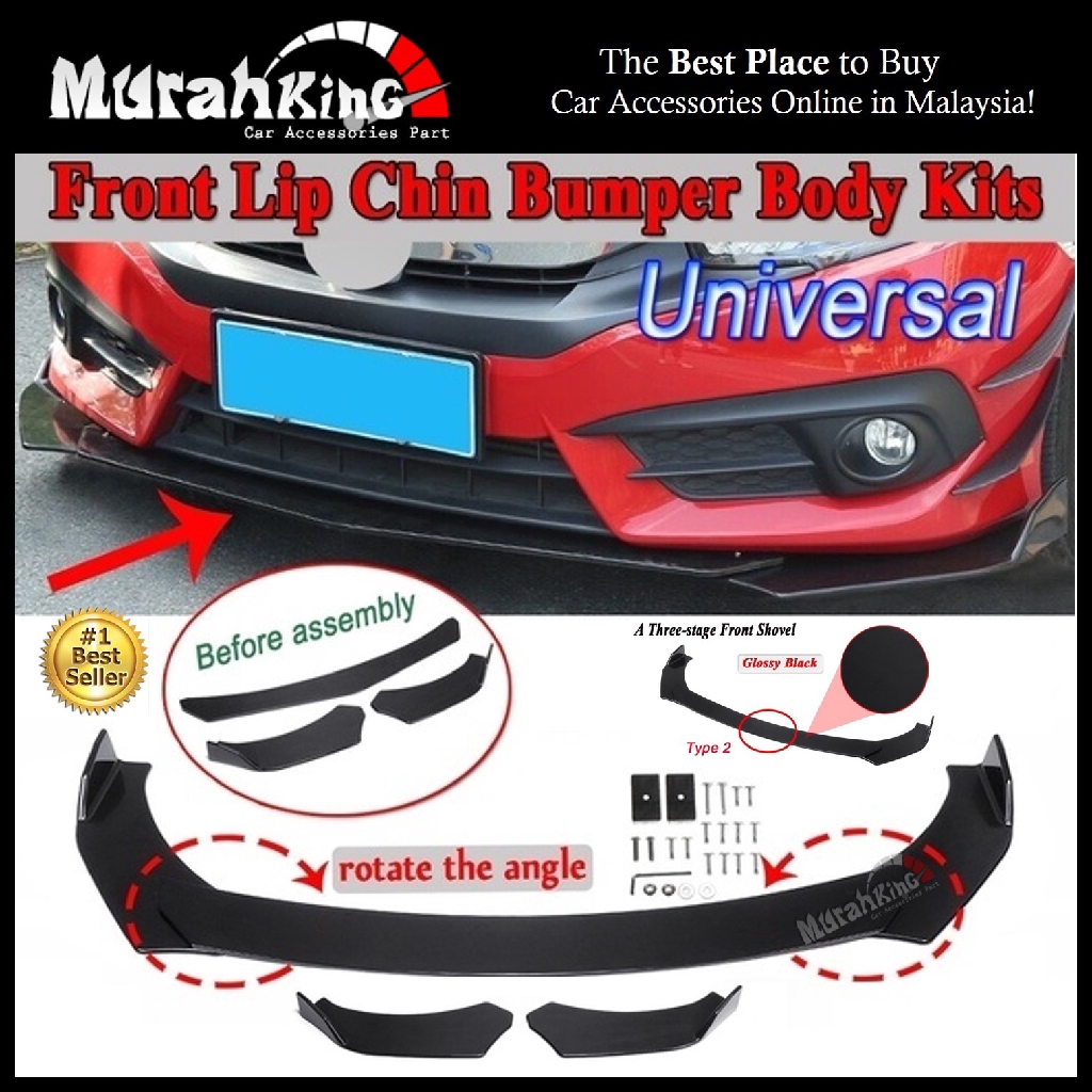 Car Universal Front Bumper Diffuser Lip Wrap Angle Splitters Black All ...