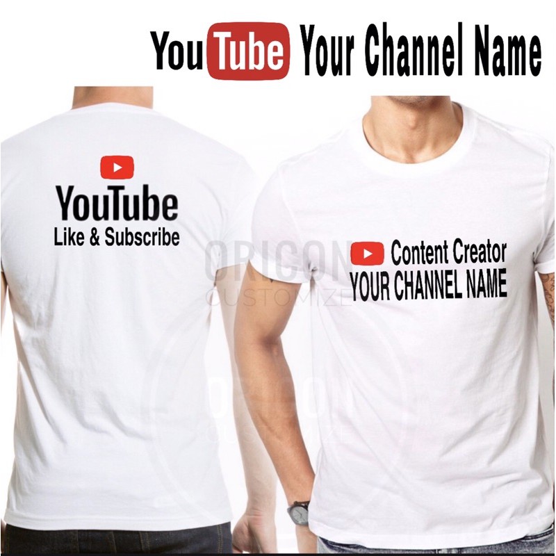YouTuber YouTube Tshirt with Name , Cotton t-shirt ad name / Baju ...